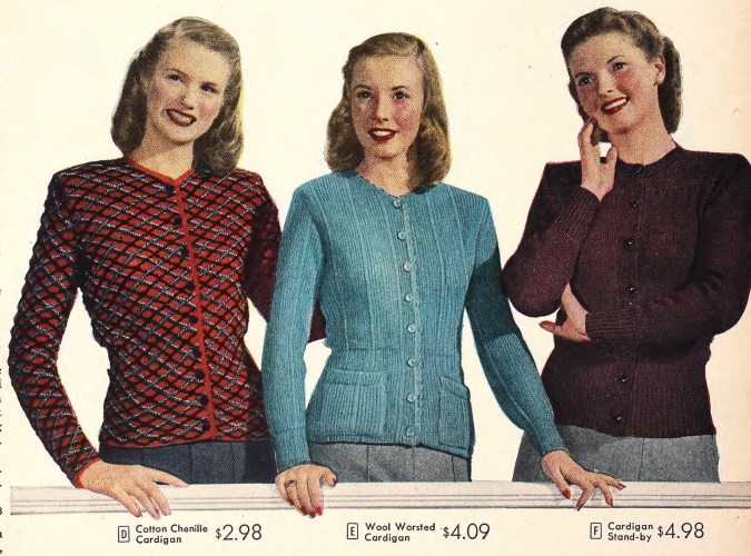 1940s Sweater Styles - Women's Pullovers and Cardigans