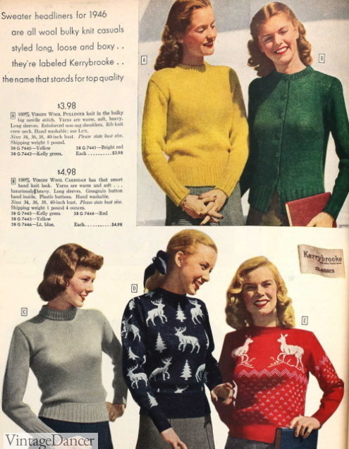 Vintage Sweaters: 1940s, 1950s, 1960s with Pictures