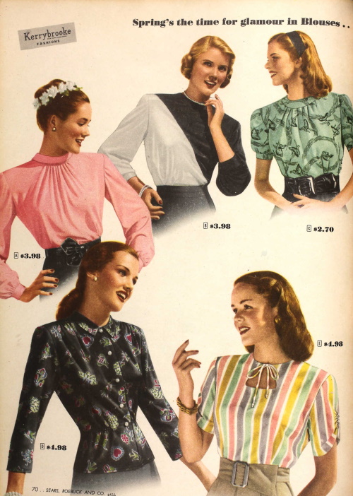 1940s Blouses, Shirts, Knit Tops Styles - Fashion History