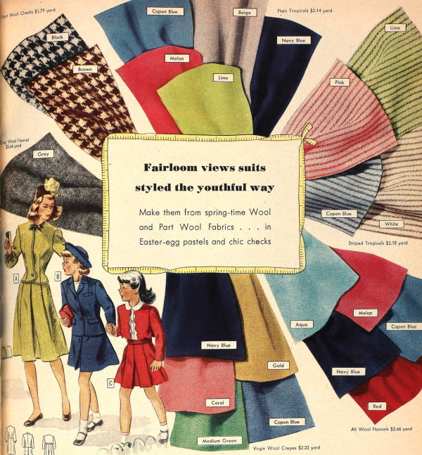 1940s Fabrics and Colors in Fashion