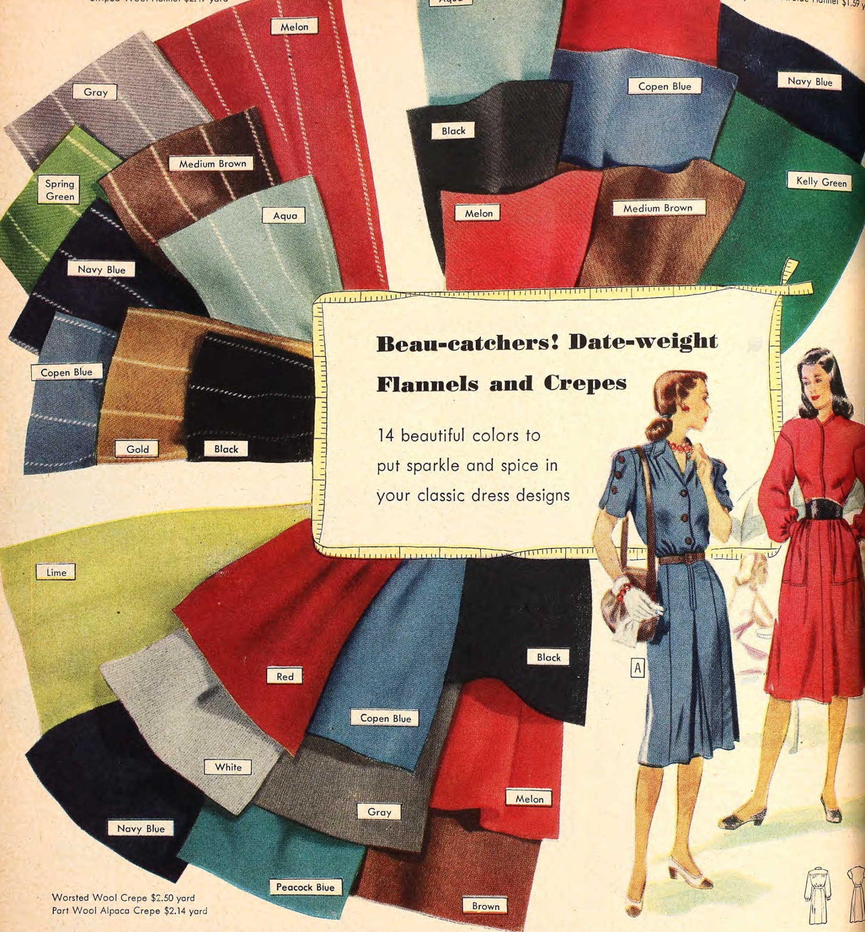 1940s Fabrics and Colors in Fashion