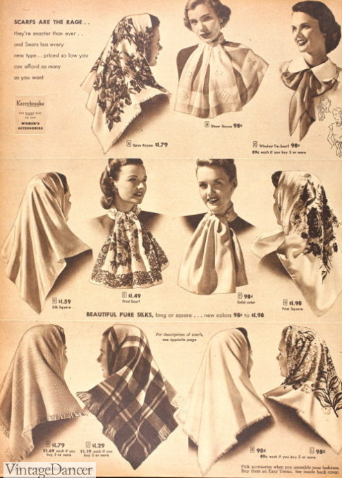 Vintage Knit Scarves, Shawls for Winter - History 1910-1970s