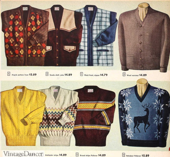 Men's Vintage Sweaters History 20s, 30s, 40s, 50s, 60s, 70s, 80s