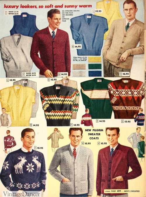 Men's Vintage Sweaters History 20s, 30s, 40s, 50s, 60s, 70s, 80s