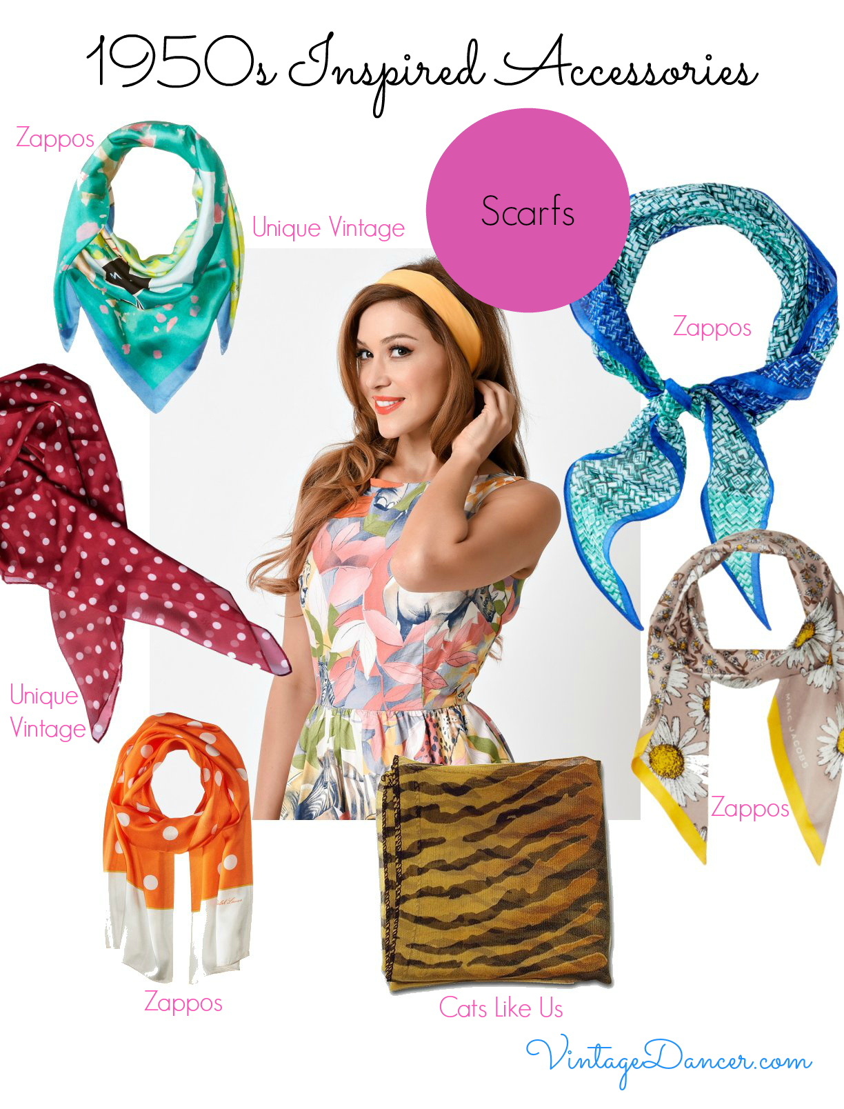 1950s Accessories | 50s Scarves, Belts, Parasols, Umbrellas