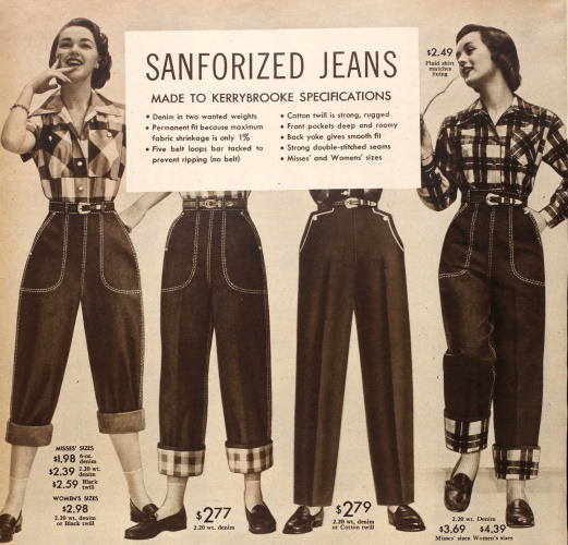 Women's 1950s Pants: Cigarette, Capri, Jeans Fashion History