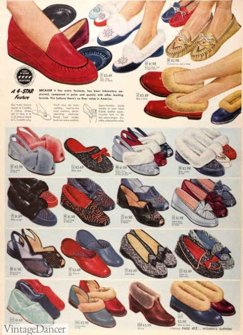 New Vintage Slippers, House Shoes, Boudoir Shoes for Ladies