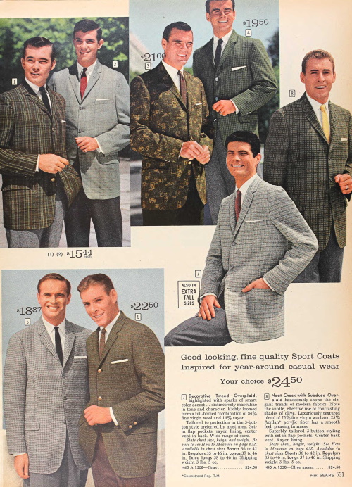 1960s Men's Suits, Sport Coats History