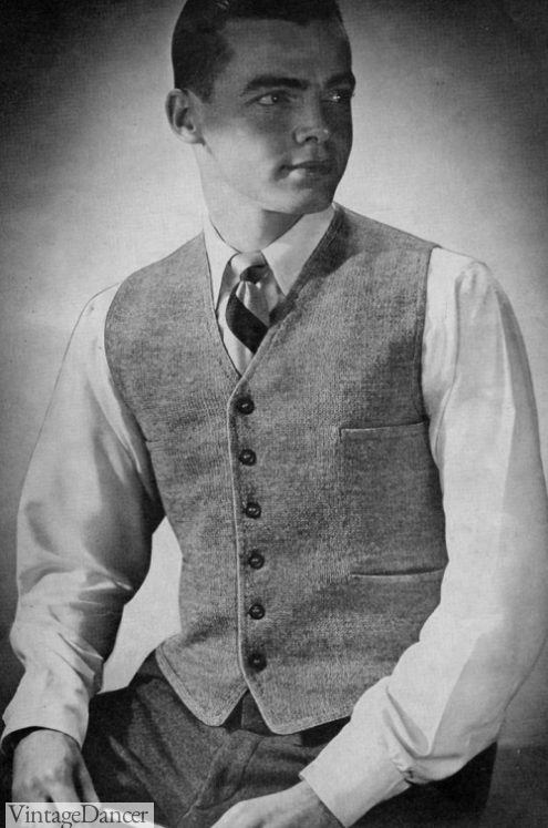 Men's Vintage Sweater Vest History 1910s, 1920s, 1930s, 1940s