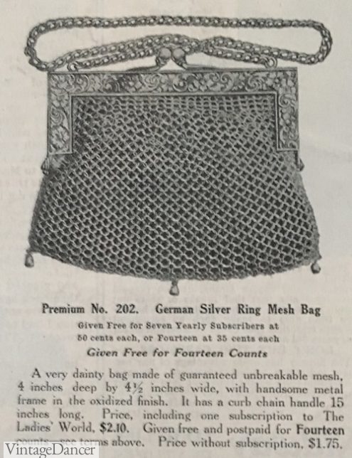 Edwardian Handbags, Purses History 1900 - 1910s