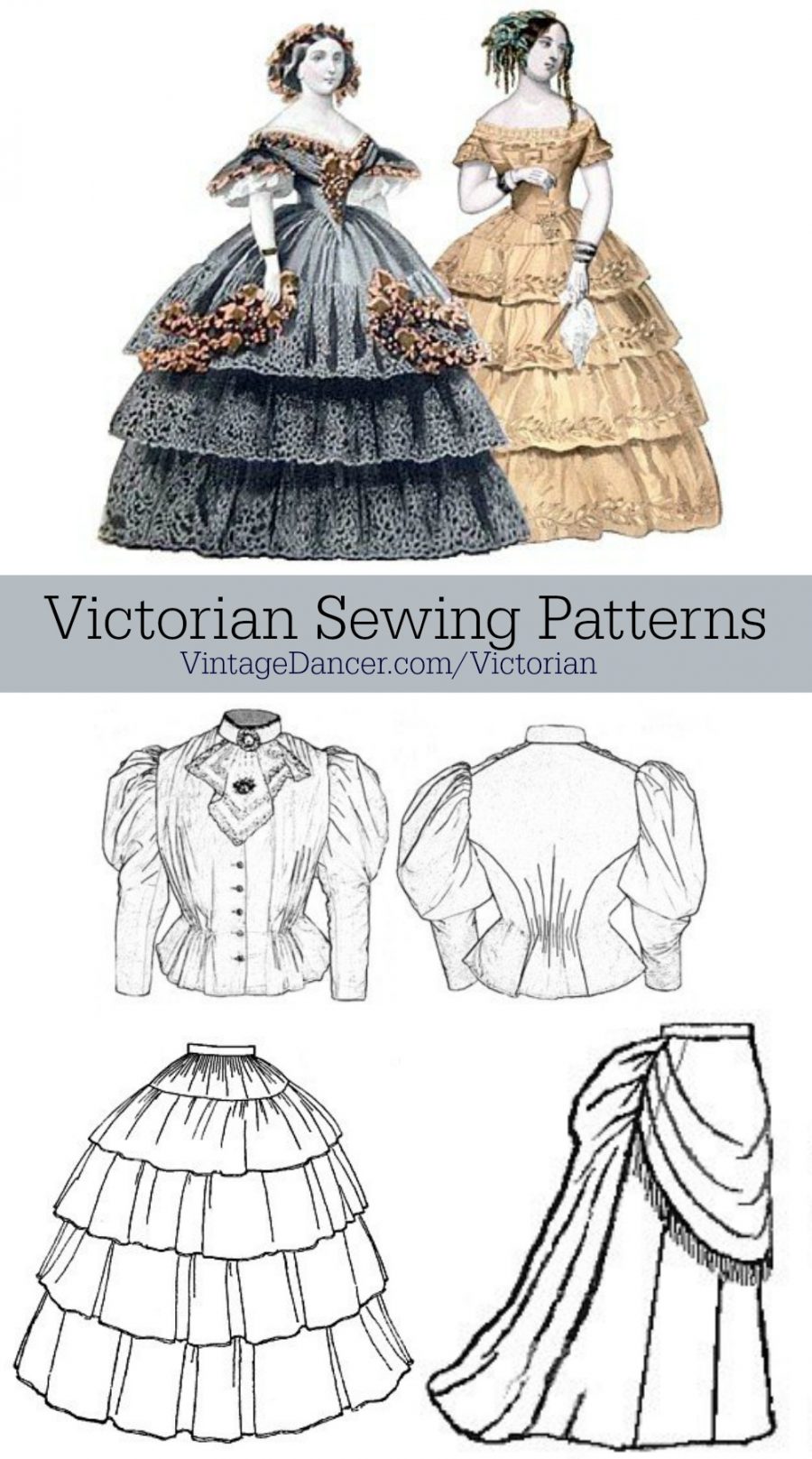Victorian Sewing Patterns- Dress, Blouse, Hat, Coat, Lingerie