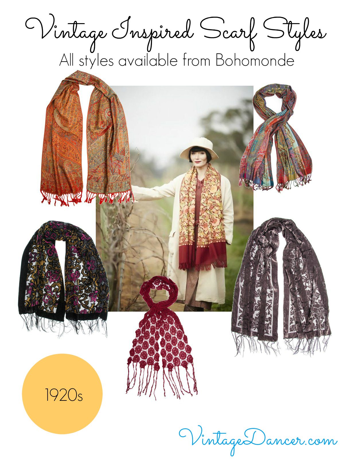 Vintage Scarves- Styles from 1920s to 1960s