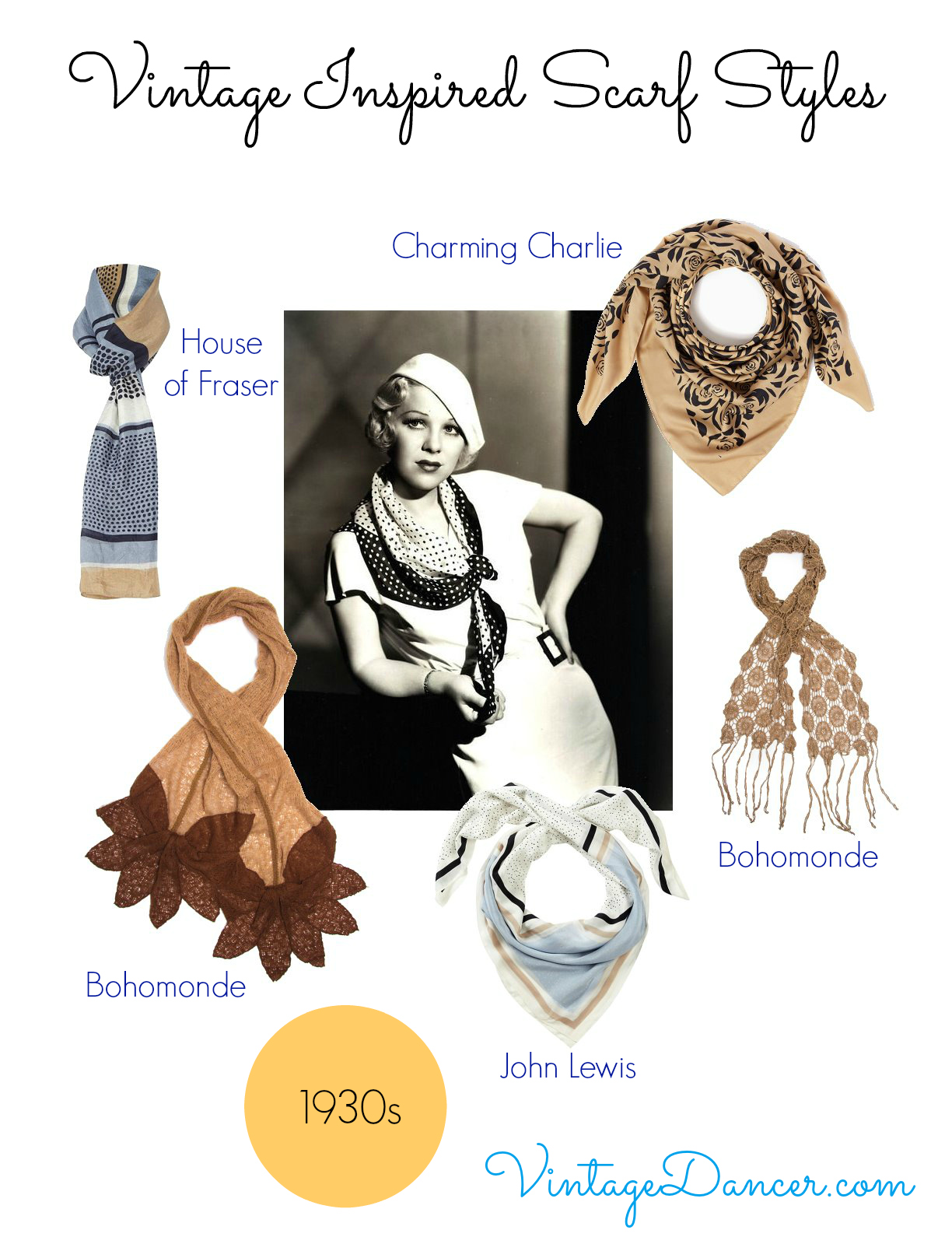Vintage Scarves- Styles from 1920s to 1960s