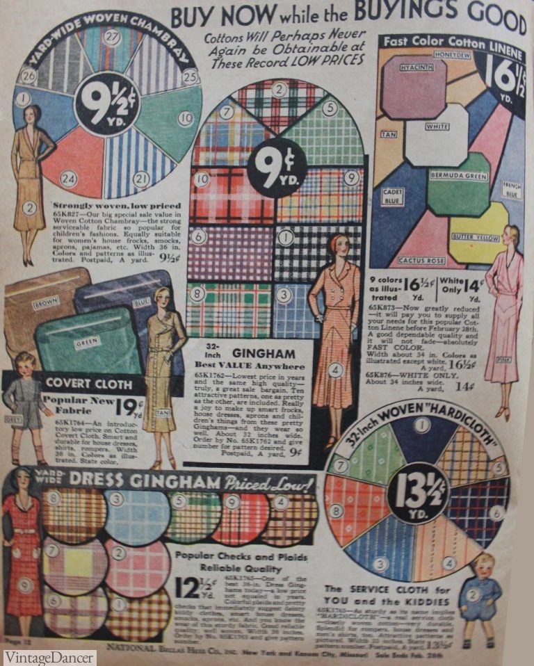 1930s Fashion Colors & Fabric