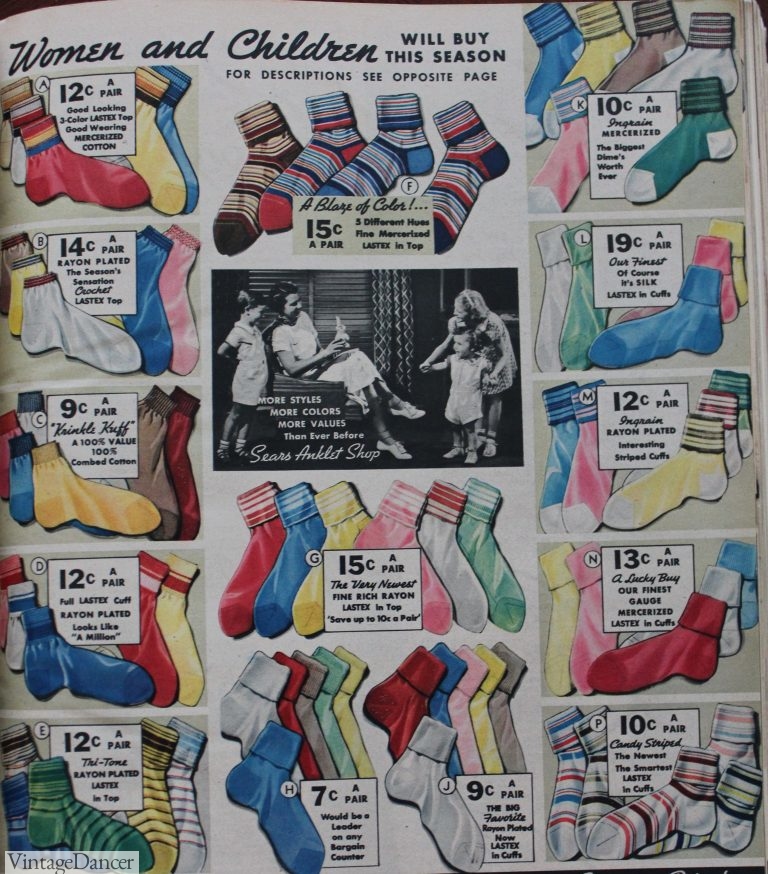 Vintage Socks | 1920s, 1930s, 1940s, 1950s, 1960s History